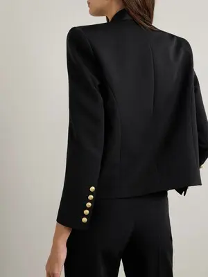 Balmain Embellished Satin-trimmed Grain De Poudre Wool Jacket