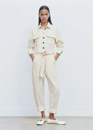 ME+EM Cotton Herringbone Utility Jumpsuit
