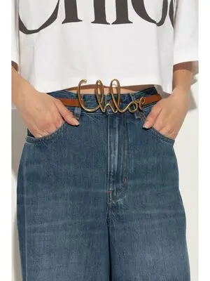Chloé Logo Buckle Leather Belt