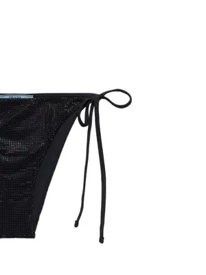 Prada Logo-plaque Side-tie Bikini Bottom - Black