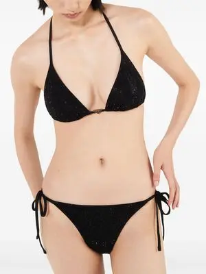 Prada Logo-plaque Side-tie Bikini Bottom - Black