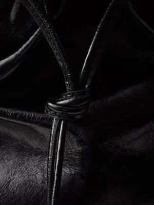 Prada Leather Tote Bag With Triangle Logo - Black