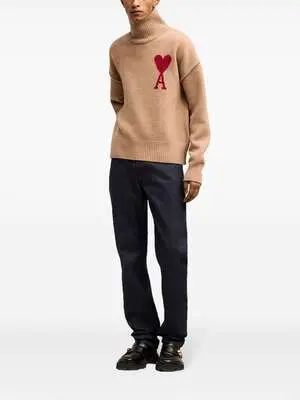 AMI Paris De Coeur Wool Jumper - Neutrals