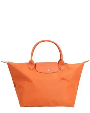 Longchamp Le Pliage Green Canvas Shoulder Bag - Orange