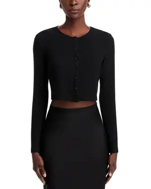 LESET Lauren Crewneck Cardigan - Black