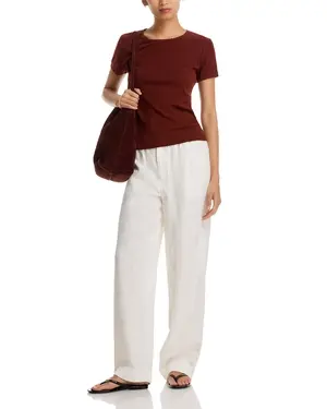 LESET Pointelle Tee - Cinnamon