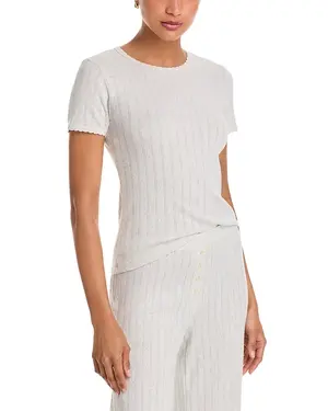 LESET Pointelle Tee - Cloud Melange