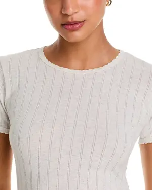 LESET Pointelle Tee - Cloud Melange