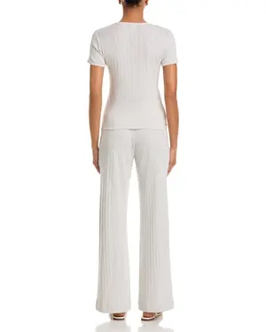 LESET Pointelle Tee - Cloud Melange