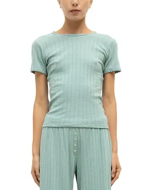 LESET Pointelle Tee - Eucalyptus