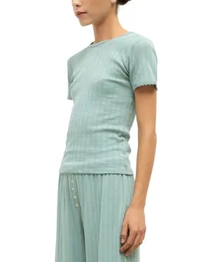 LESET Pointelle Tee - Eucalyptus