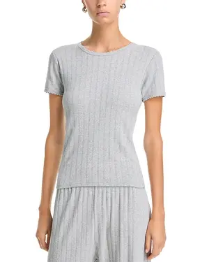 LESET Pointelle Tee Light Grey