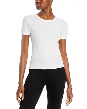 LESET Pointelle Tee - White
