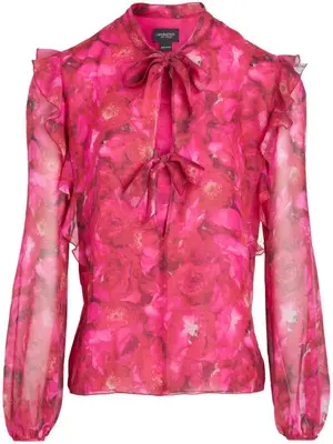 Giambattista Valli Floral-print Silk-georgette Blouse - Pink
