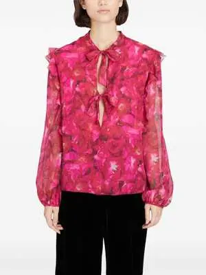 Giambattista Valli Floral-print Silk-georgette Blouse - Pink