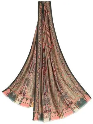 Etro Paisley-print Frayed Scarf - Neutrals