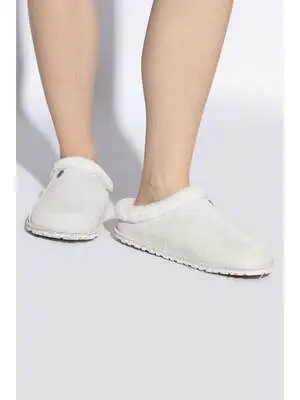 BIRKENSTOCK Suede Shearling Slippers - White