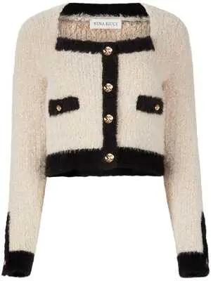 Nina Ricci Square Neck Tweed Cardigan