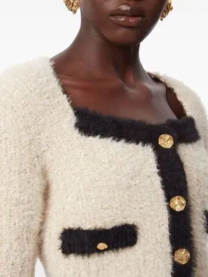 Nina Ricci Square Neck Tweed Cardigan
