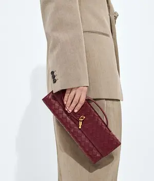Bottega Veneta Andiamo Intrecciato Leather Clutch - Barolo