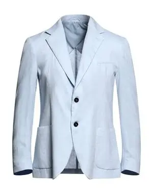 LIU •JO MAN Single-Breasted Linen Blazer Blue