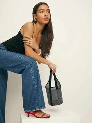 REFORMATION Small Sparkle Mesh Silvana Bucket Bag