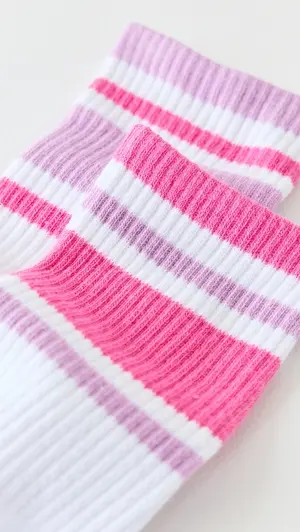 STEMS Striped Crew Socks - Ivory/pink/violet