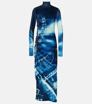 Printed Turtleneck Maxi Dresses
