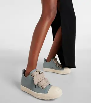 Rick Owens Jumbo Lace Leather Sneakers - Blue | Editorialist