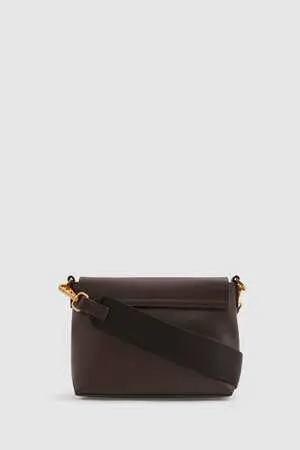 REISS Selena Leather Flap Crossbody Bag