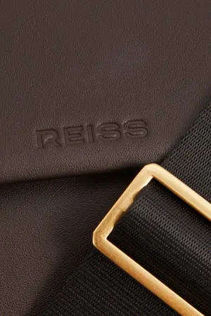 REISS Selena Leather Flap Crossbody Bag