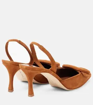 Manolo Blahnik Suede Slingback Pumps - Brown