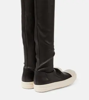 Rick Owens Knee-high Leather Sneakers - Grey