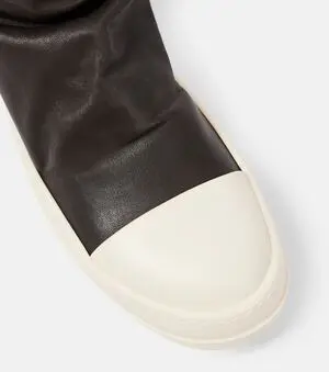 Rick Owens Knee-high Leather Sneakers - Grey