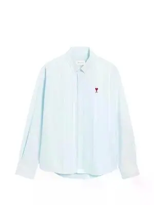 AMI Paris De Coeur Striped Cotton Button-down Shirt - Blue