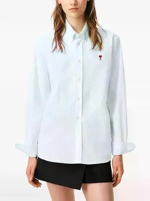 AMI Paris De Coeur Striped Cotton Button-down Shirt - Blue