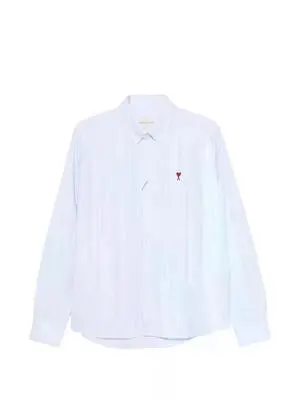 AMI Paris De Coeur Striped Oxford Shirt - Blue