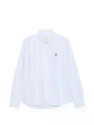 AMI Paris De Coeur Striped Oxford Shirt - Blue