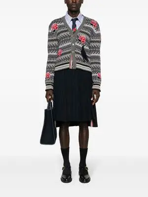 Thom Browne Intarsia Knit Wool-blend Cardigan
