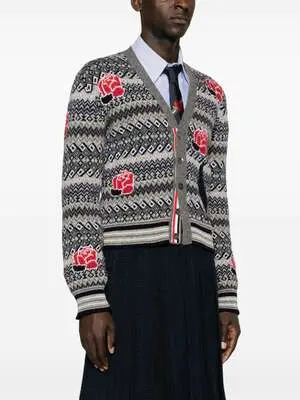 Thom Browne Intarsia Knit Wool-blend Cardigan