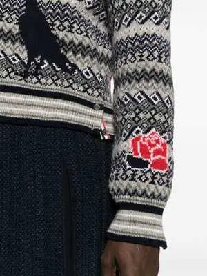 Thom Browne Intarsia Knit Wool-blend Cardigan