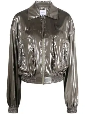 Blumarine Metallic Bomber Jacket - Grey