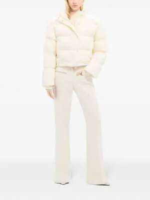 COURREGES Logo-embroidered Cropped Puffer Jacket - White
