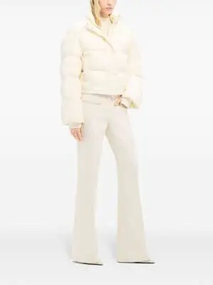 COURREGES Logo-embroidered Cropped Puffer Jacket - White