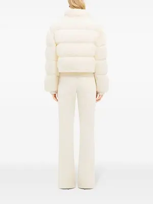 COURREGES Logo-embroidered Cropped Puffer Jacket - White