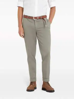 Brunello Cucinelli Low-rise Tapered Chino Trousers - Green