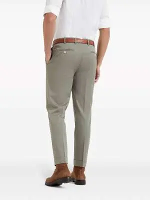 Brunello Cucinelli Low-rise Tapered Chino Trousers - Green