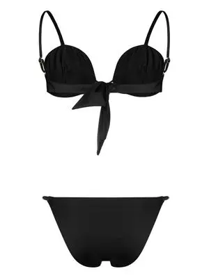 NOIRE SWIMWEAR Tonal-stitch Detail Bikini Set - Black