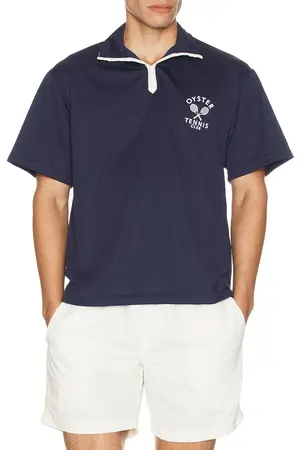 OYSTER Otc On Court / Off Court Polo In Dark Green - Navy