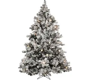 VICKERMAN Artificial 7.5' Flocked Alaskan Pine Christmas Tree - One-color